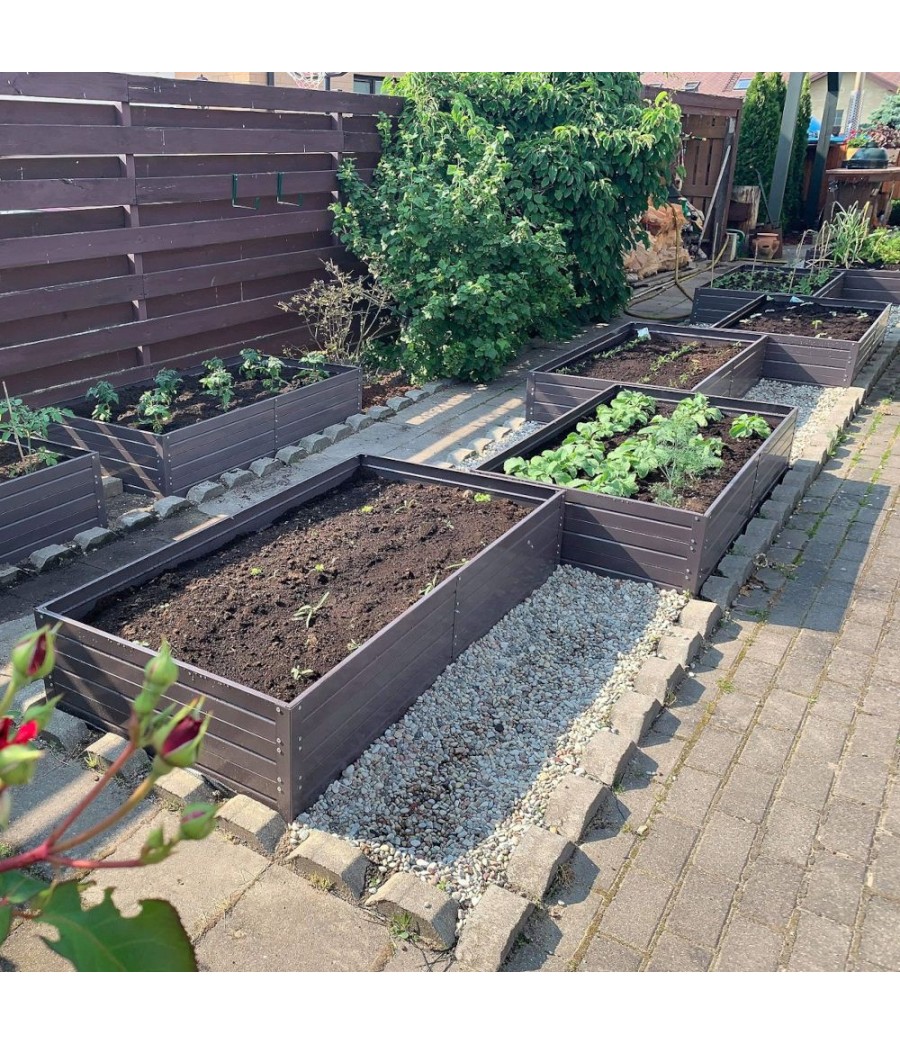 Paaugstinātā dārza dobe KLASIKA GARDEN brūna | E-Plastena.lv