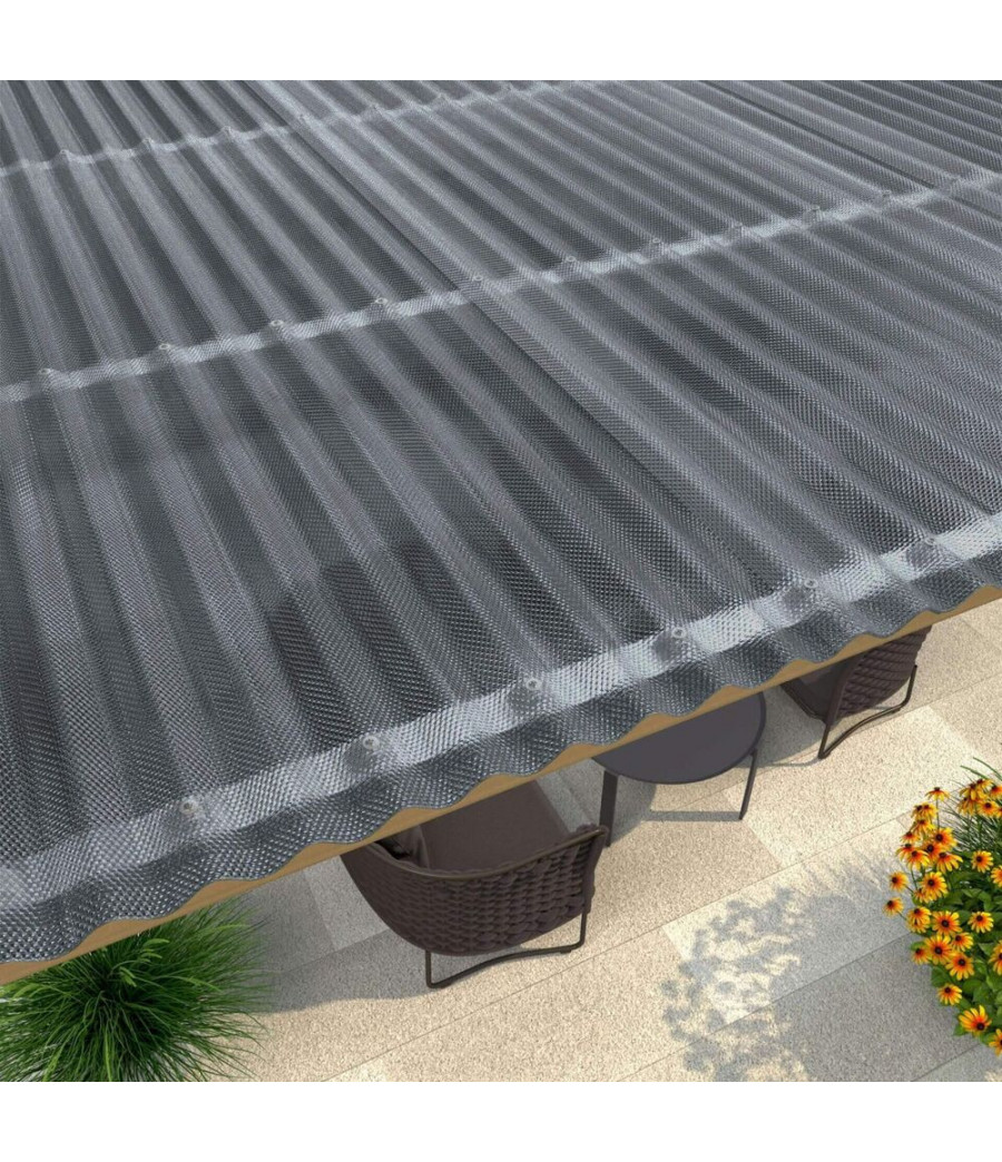 Viļņots pelēks PVC jumta segums, PRISMA 2.5x1030 mm